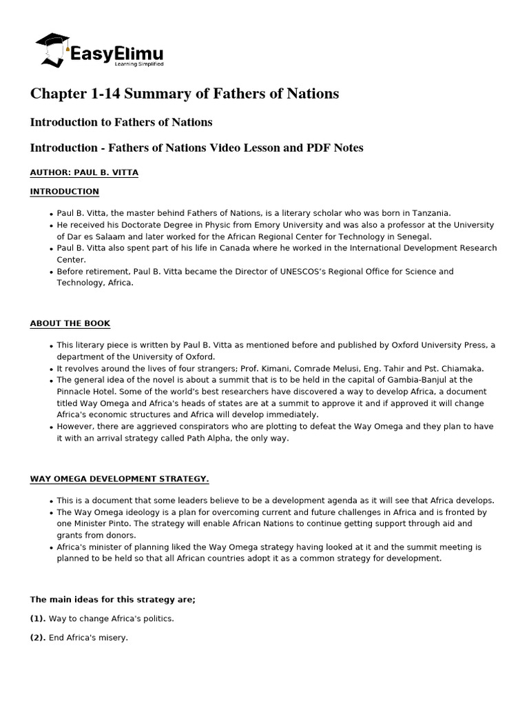 Summary of Fathers of Nations Chapters 1-14 | PDF | Zimbabwe | The Gambia
