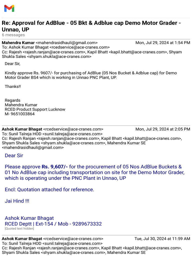 Gmail - Re - Approval For AdBlue - 05 BKT & Adblue Cap Demo Motor ...