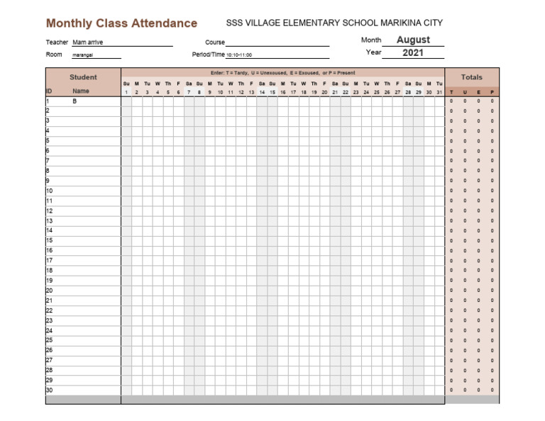 August 2021 Attendance Report | PDF