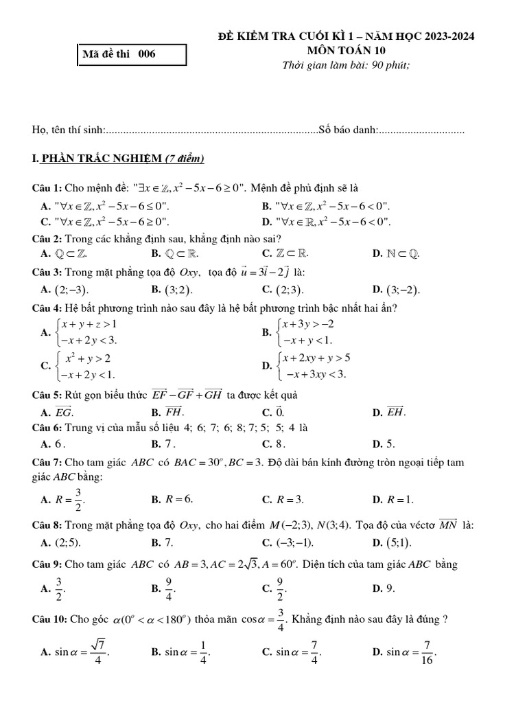KNTT đề 006 | PDF
