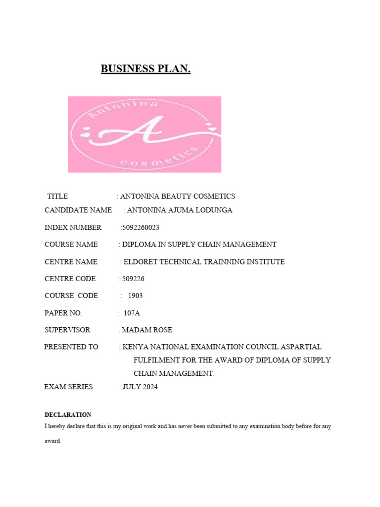 Antonina Beauty Cosmetics Business Plan | PDF | Pricing | Employment