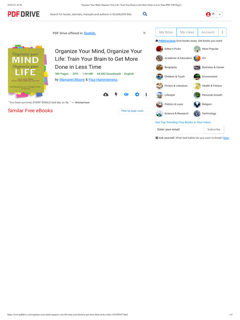 Organize Your Mind, Organize Your Life - Train Your Brain To Get More ...