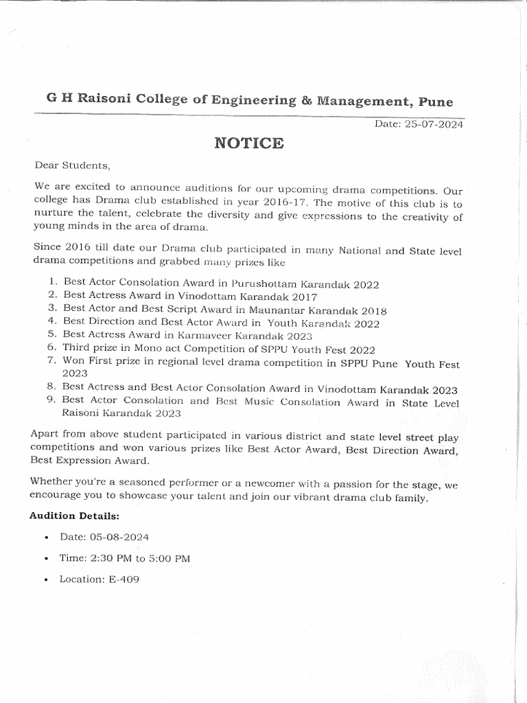 Notice - Drama Competition | PDF
