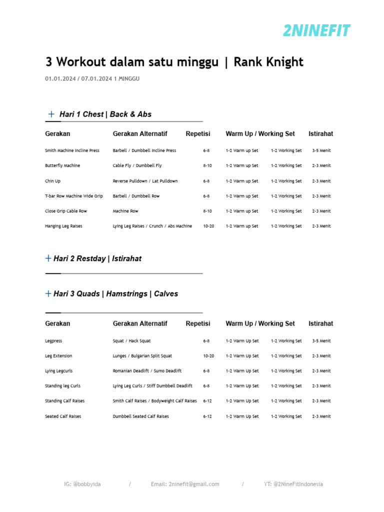 Workout Program Rank Knight | PDF | Physical Exercise | Weight