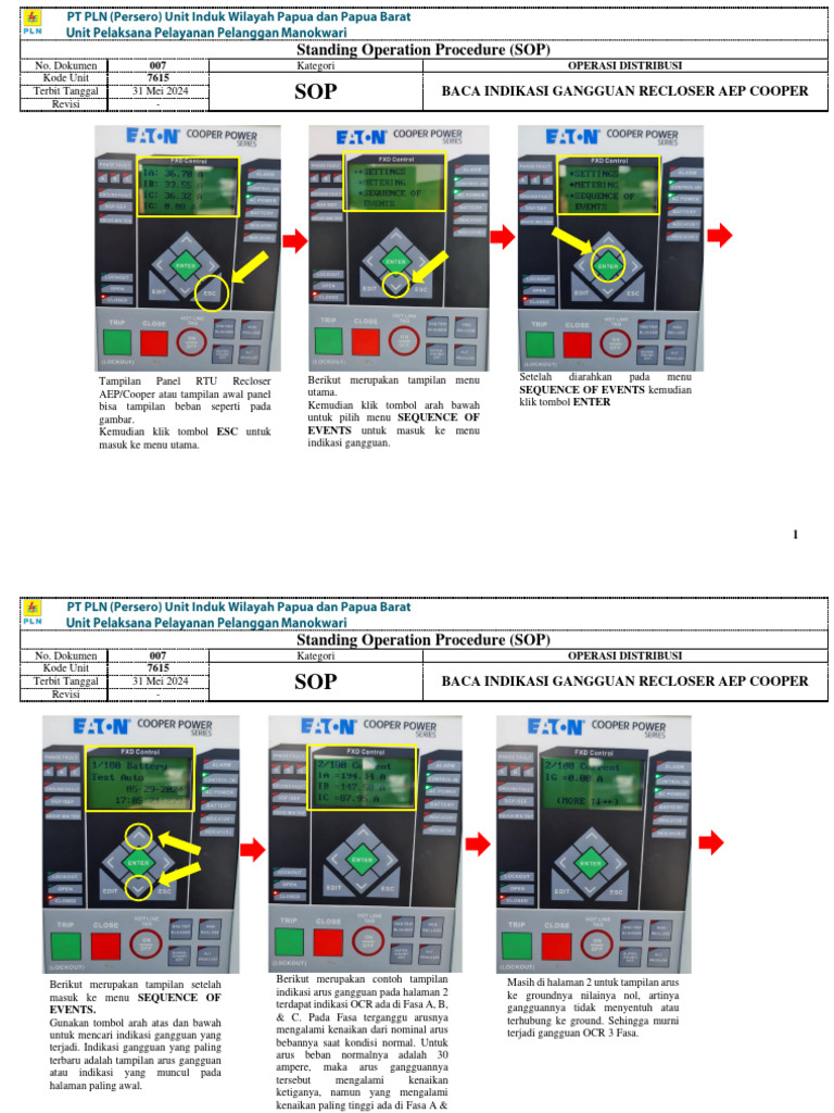 007 Sop Baca Indikasi Gangguan Pada Recloser Cooper Aep | PDF