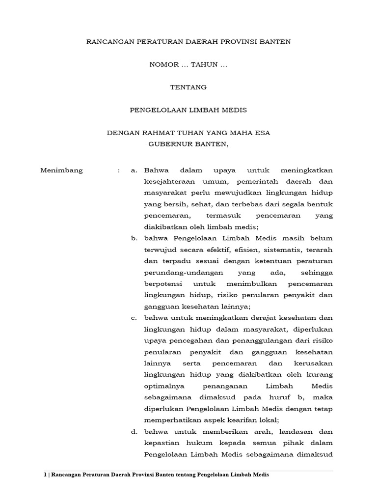 Ranperda Pengelolaan Limmed Banten 1 | PDF