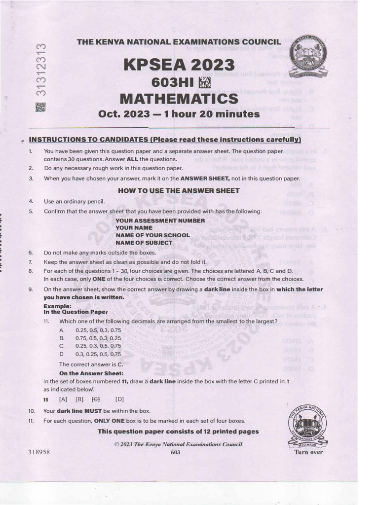 KPSEA 2023 Mathematics | PDF