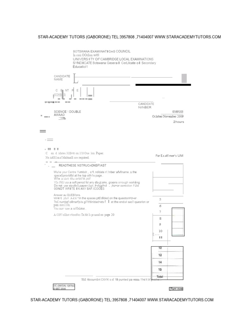 Science Double Award Paper 3 2009 (BGCSE) | PDF | Materials | Chemical ... Science Double Award Paper 3 2009 (BGCSE) | PDF | Materials | Chemical ...