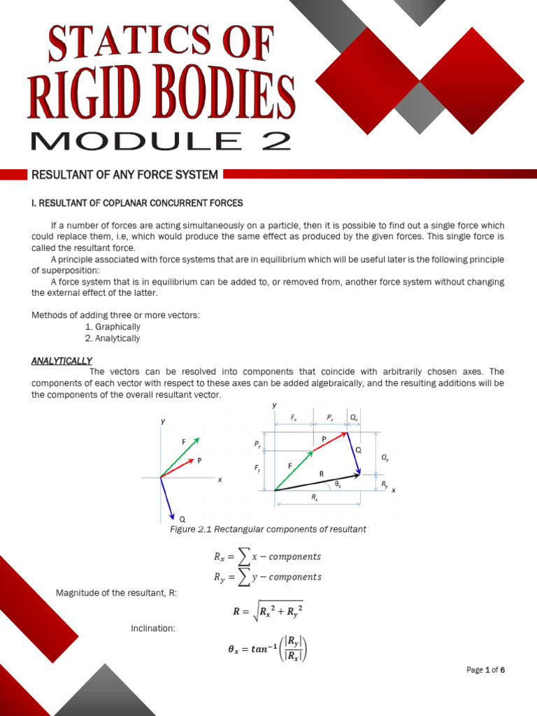 MODULE 2 Statics | PDF | Force | Euclidean Vector