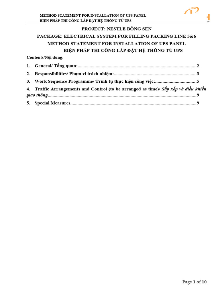 Method Statement UPS & Battery-Rev01 06.03.2019 | PDF