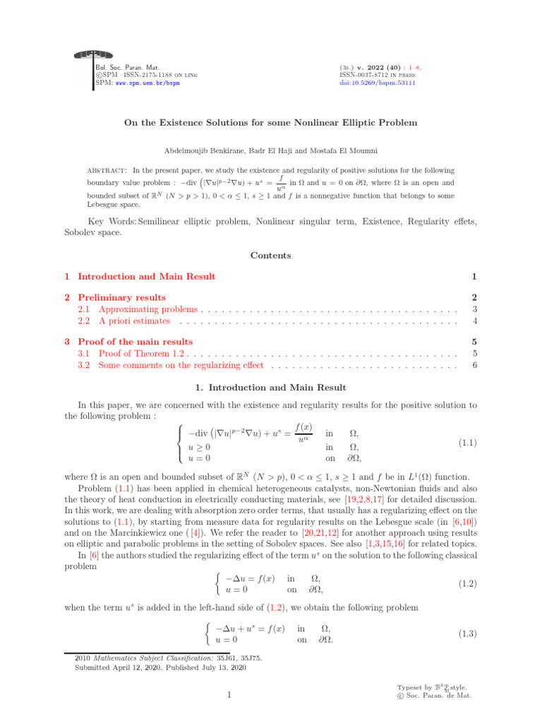 On The Existence Solutions For Some Nonl | PDF | Nonlinear System | Equations