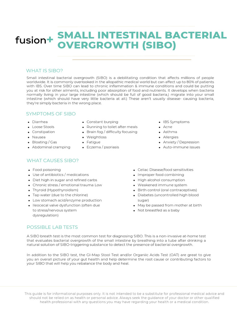 Small Intestinal Bacterial Overgrowth (Sibo) | PDF | Irritable Bowel ...