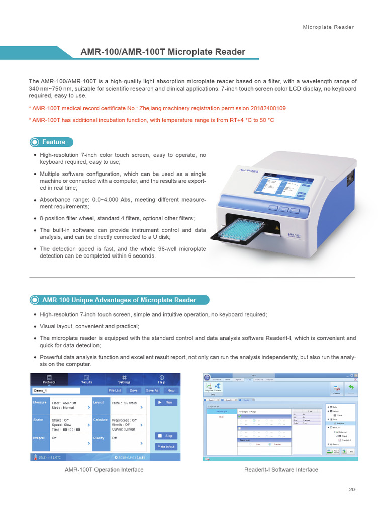Microplate Reader Series AMR-100 | PDF | Absorbance | Optical Filter