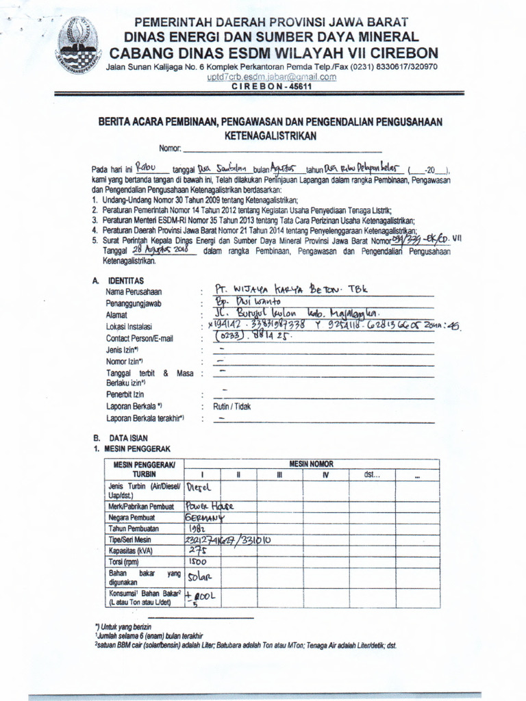 Ba Binwasdal Kelistrikan (Genset Esdm) | PDF