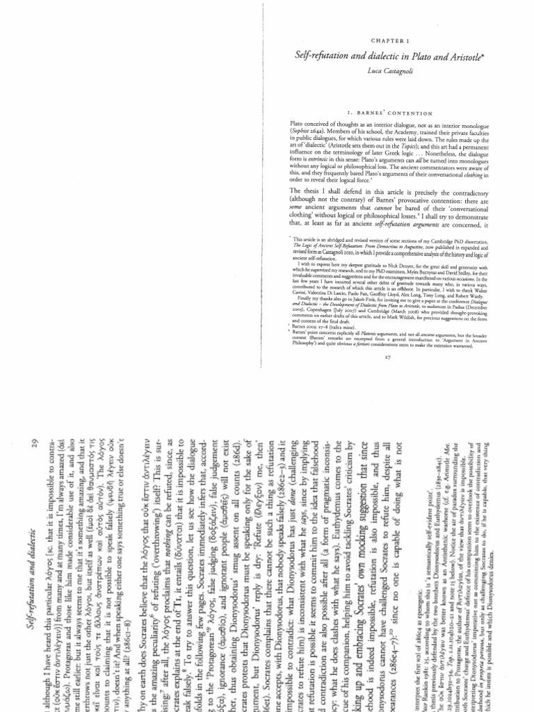 L. Castagnoli Self-Refutation and Dialec | PDF