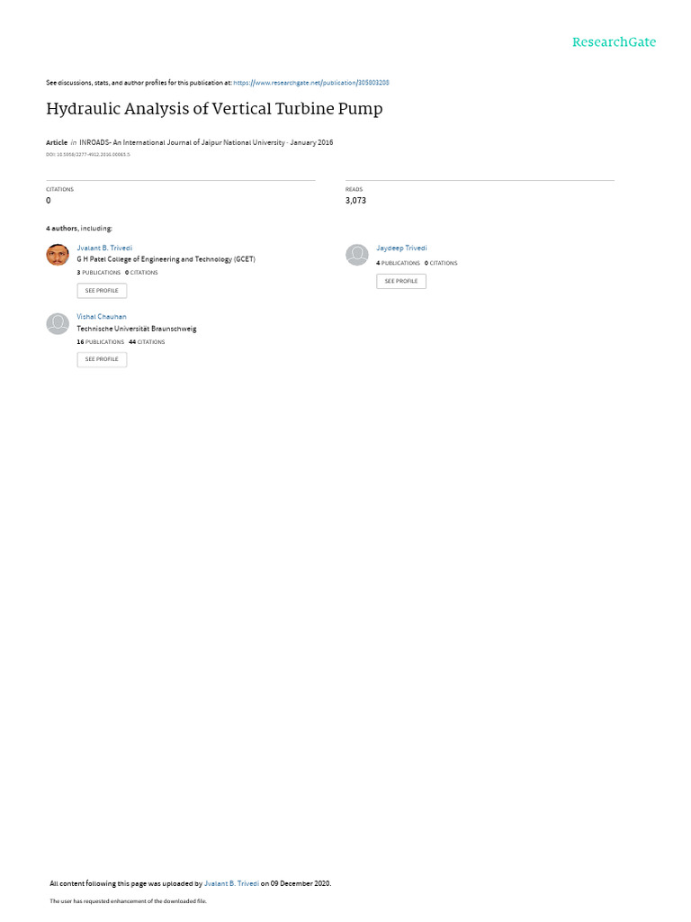 Hydraulic Research Paper I Aet 2016 at Jaipur | PDF | Pump | Turbine