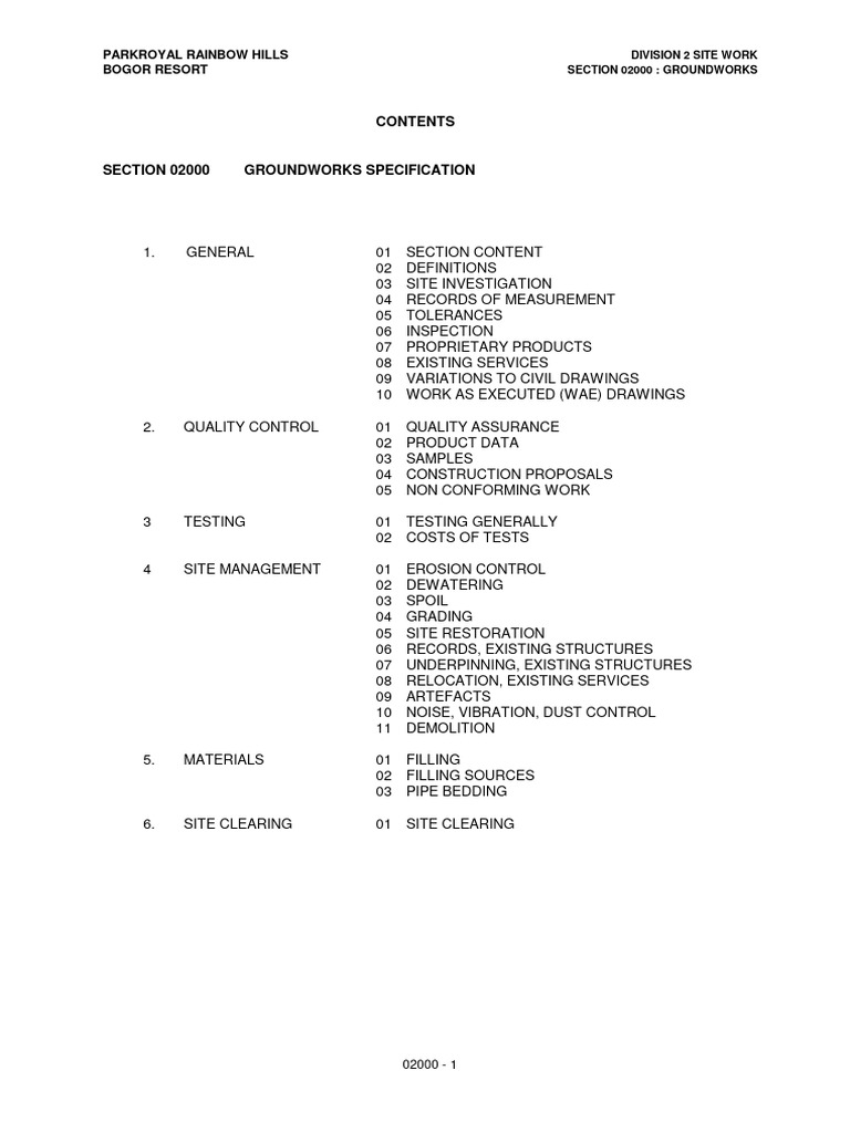 Division 2 Site Work | PDF | Specification (Technical Standard) | Concrete