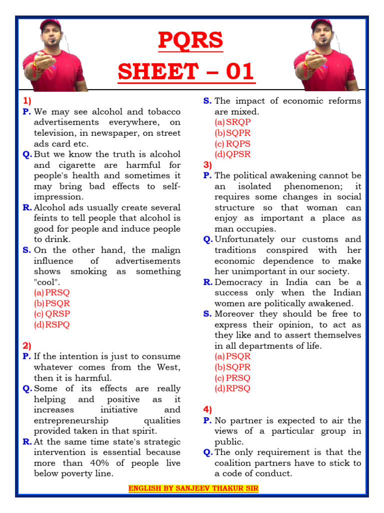 Pqrs Sheet - 01 PDF | PDF | Foreign Language Studies