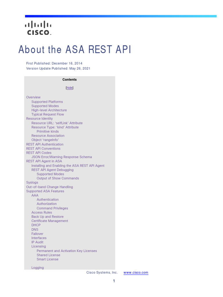 Asa Rest Api | PDF | Command Line Interface | Internet & Web