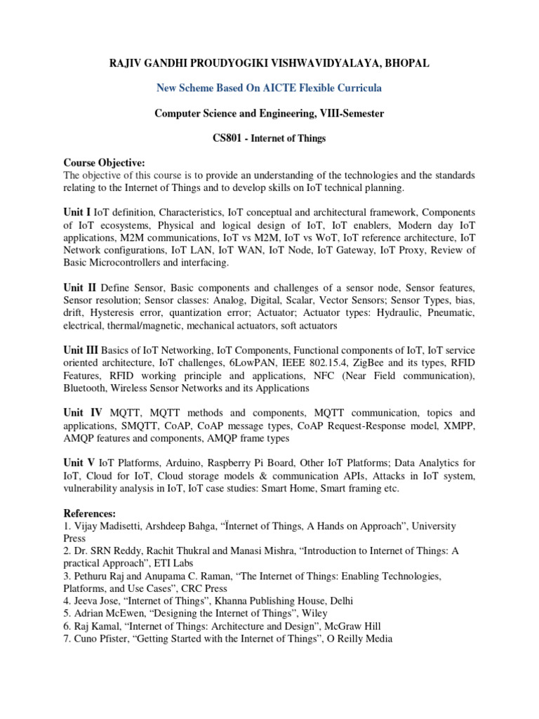 CS-801 Internet of Things | PDF | Internet Of Things | Computer Network