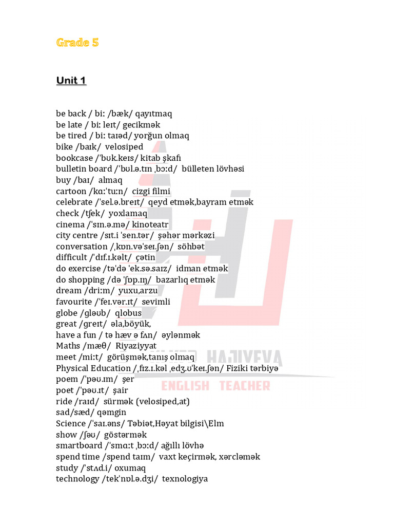 5 Grade New Words | PDF