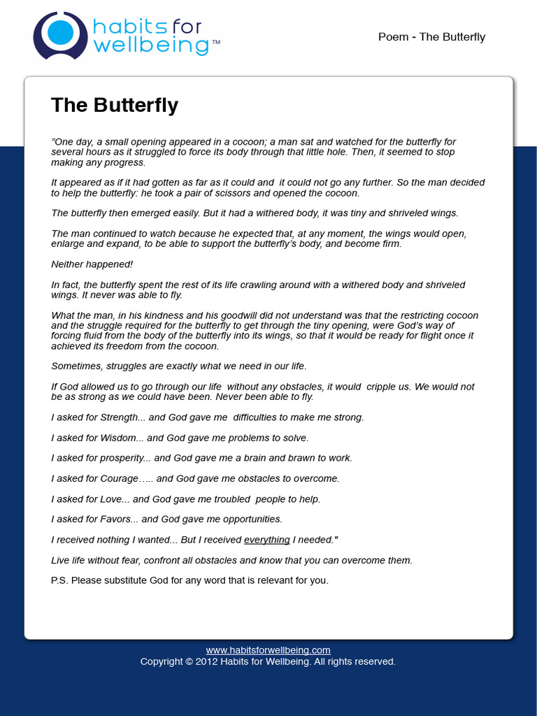 The Butterfly: Embracing Struggles | PDF