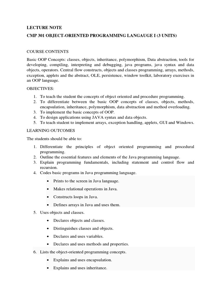 Java OOP Concepts and Programming Guide | PDF | Object Oriented Programming | Data Type