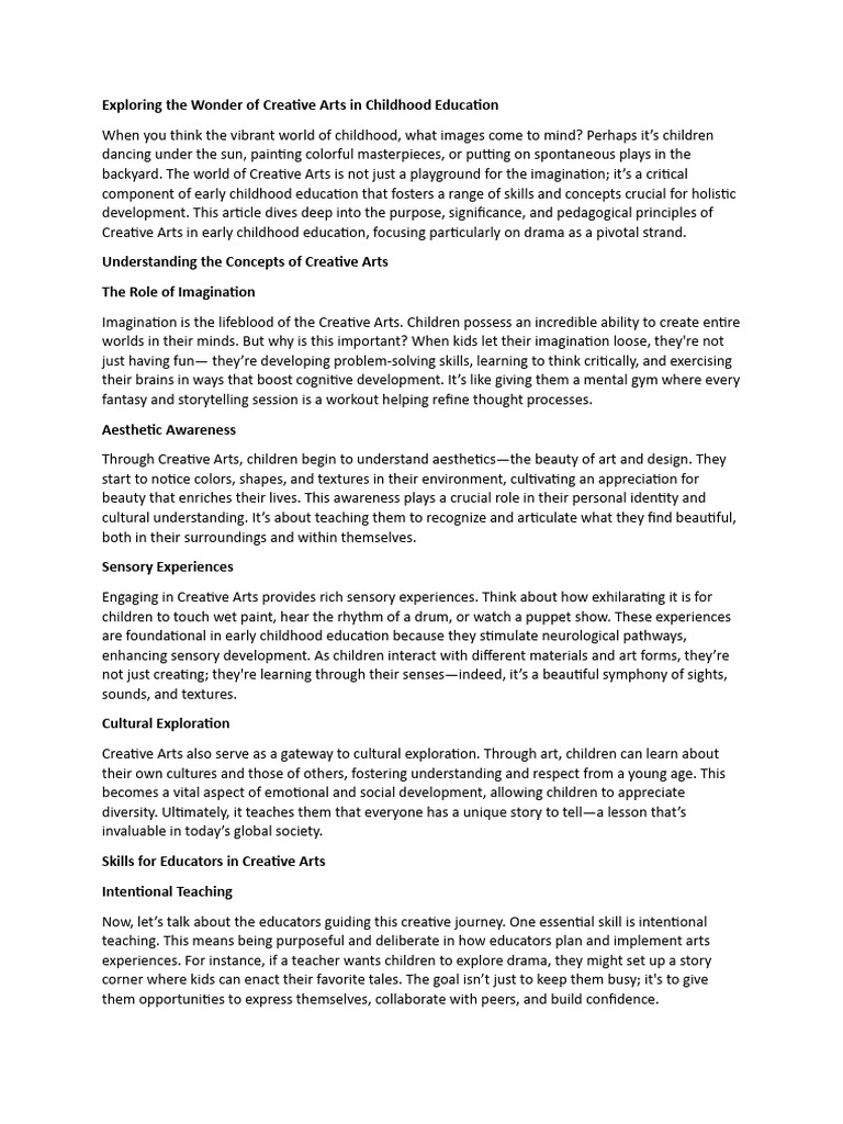 Exploring The Wonder of Creative Arts in Childhood Education | PDF ...