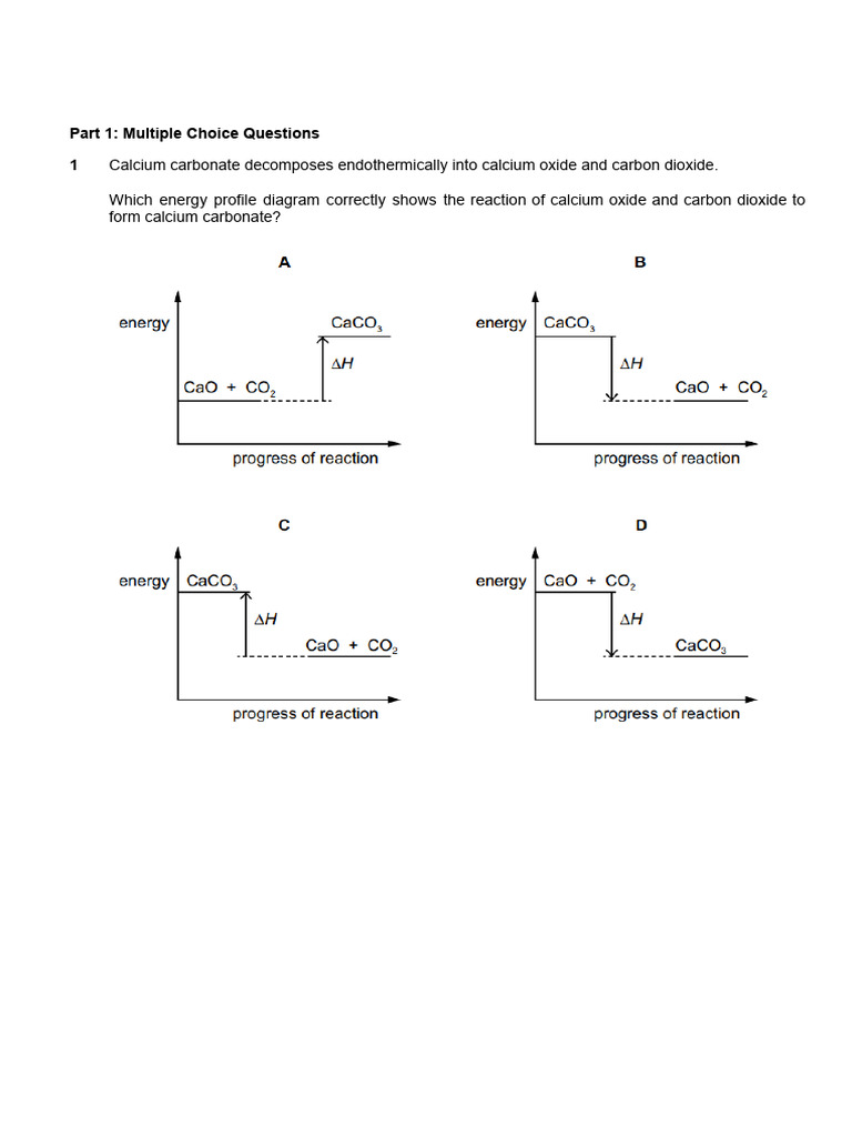 Chemistry Reaction Energy MCQs | PDF | Enzyme | Chemical Reactions