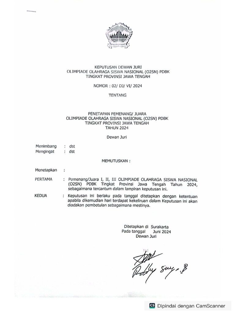 SK Dewan Juri O2sn PDBK 2024 | PDF