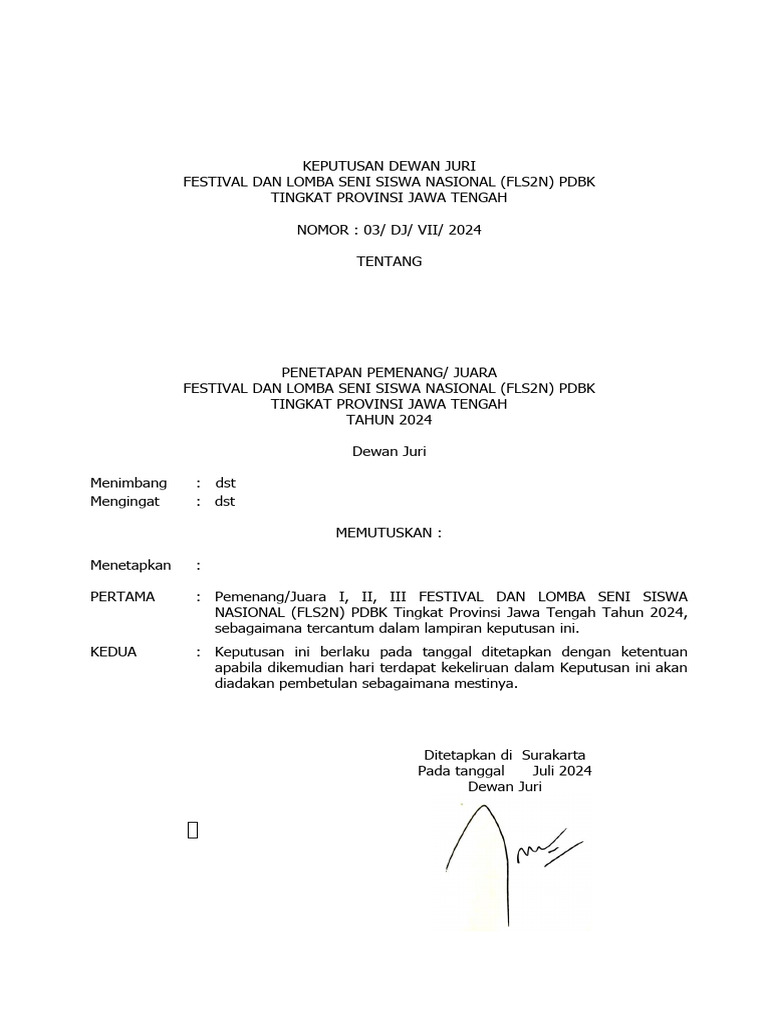 SK Dewan Juri FLS2N | PDF