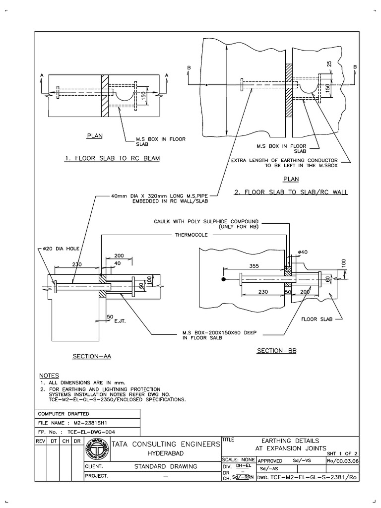 M2-2381SH1-Earthing Details at Expansion Joints | PDF