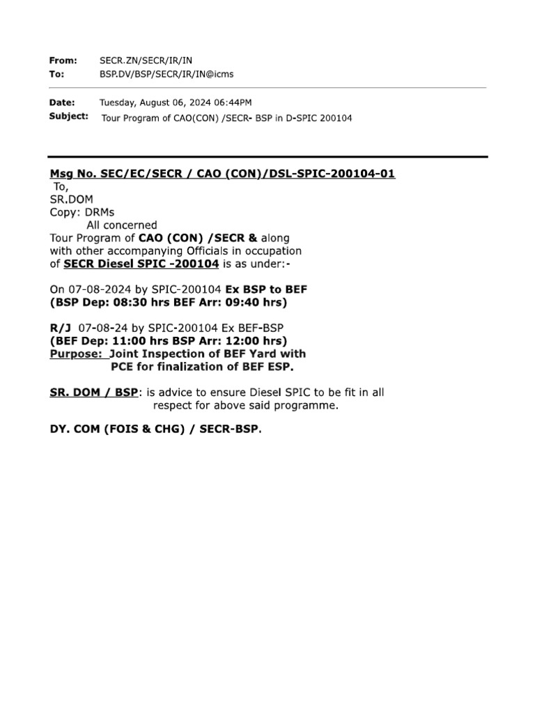 Tour Program of Cao-Con - Secr - BSP in D-Spic 200104 | PDF