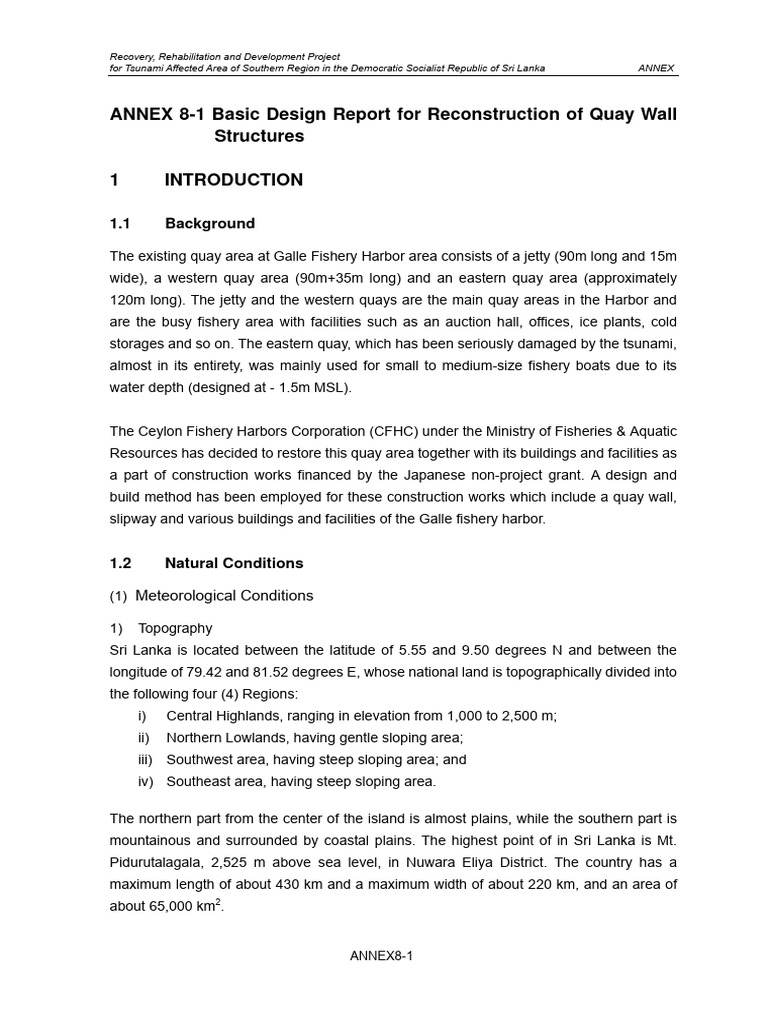 ANNEX 8-1 Basic Design Report For Reconstruction of Quay Wall Structures | PDF | Deep Foundation ...