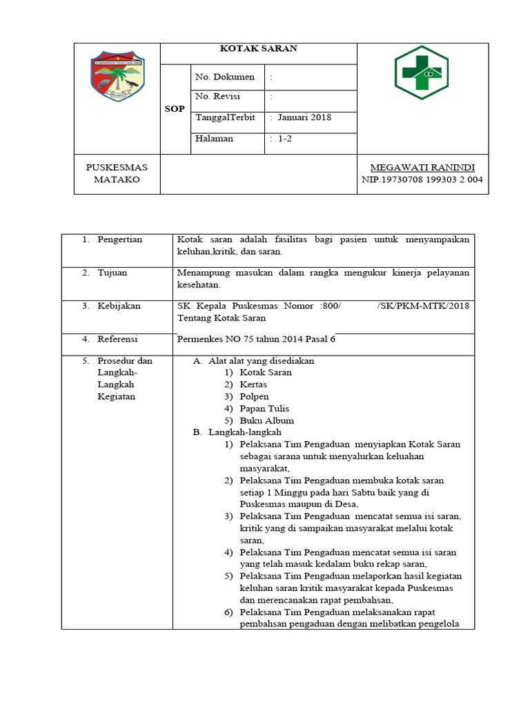Contoh Sop | PDF | Teknologi & Rekayasa
