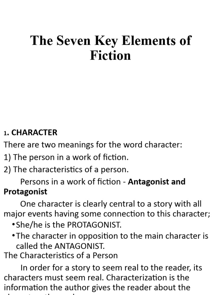 2 The Seven Key Elements of Fiction | PDF | Narration | Plot (Narrative)