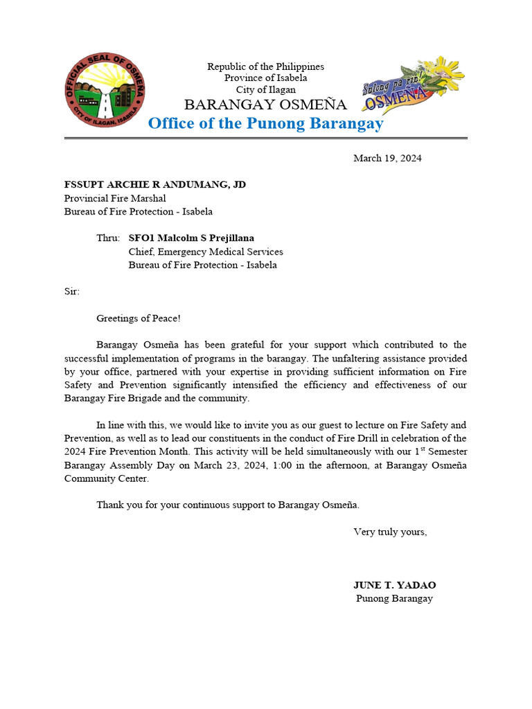 BFP Invitation Assembly | PDF | Fires | Public Services