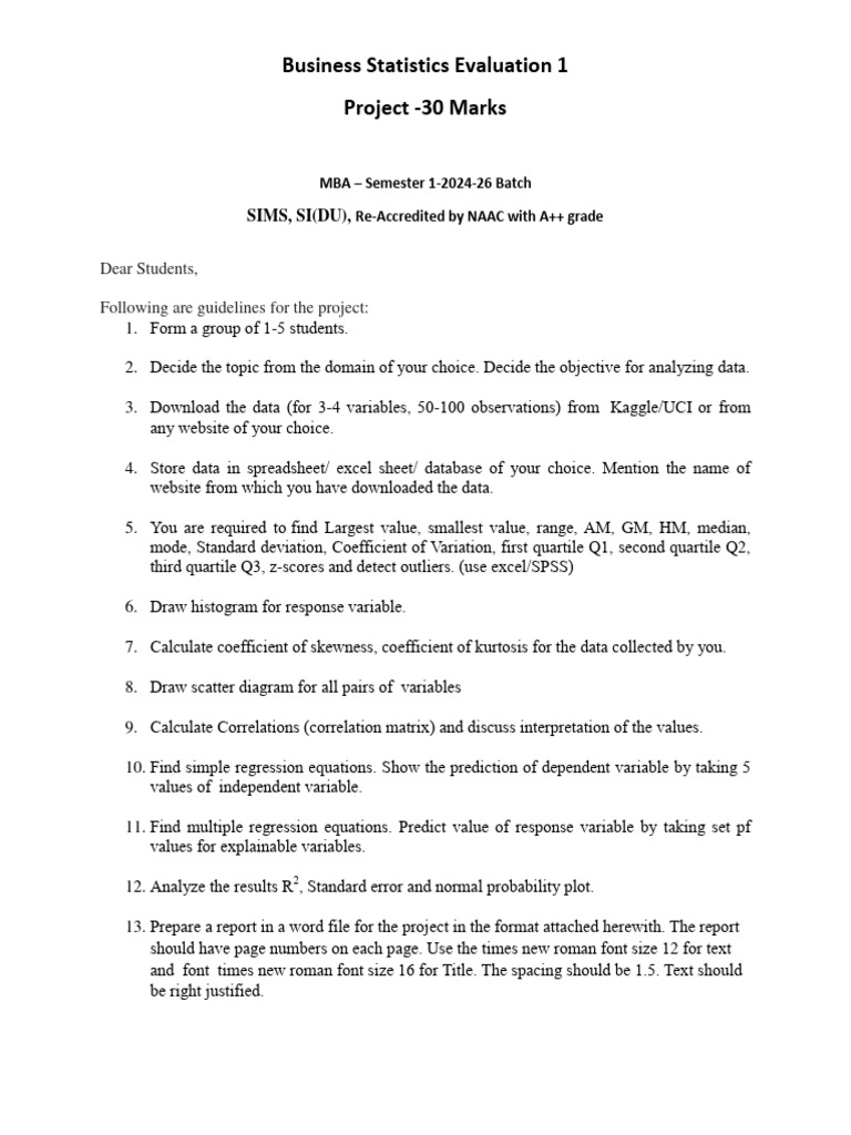 Evaluation 1 Guidelines Updated Pdf Quartile Statistical Analysis