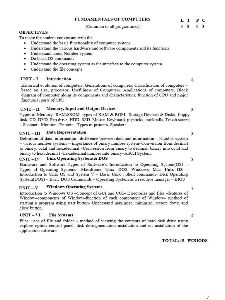 Fundamentals of Computers | PDF | Operating System | Computer Data Storage