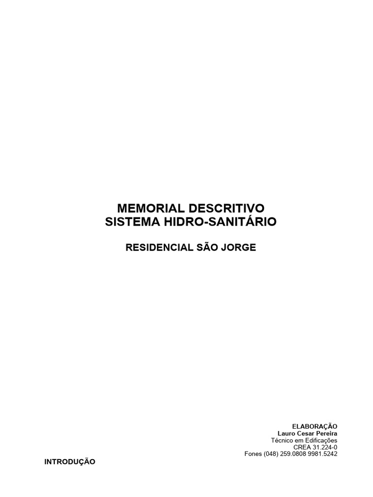 Memorial Hidro São Jorge Final | PDF | Águas residuais