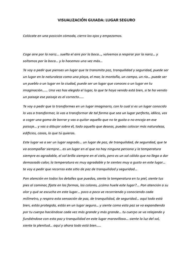 VISUALIZACIÓN GUIADA - Lugar Seguro | PDF