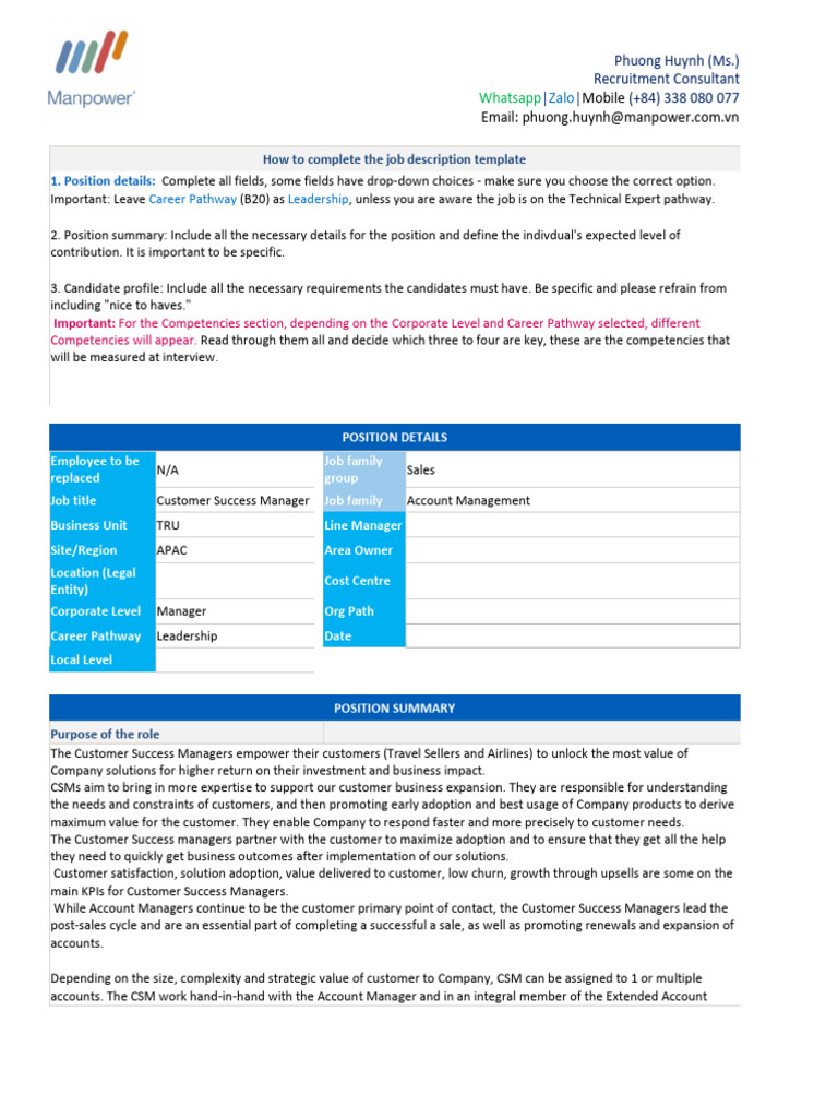 Manpower JD - Customer Success Manager, Airlines | PDF | Business | Business Economics