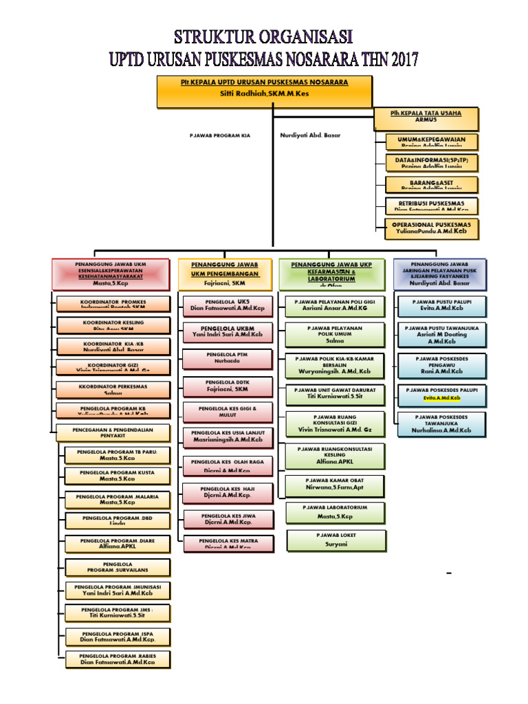 Struktur Organisasi Puskesmas Nosarara | PDF