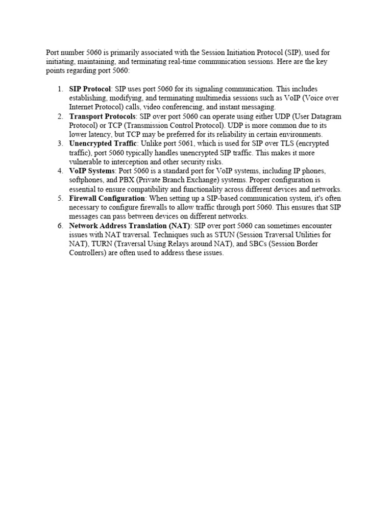 Port Number 5060 Is Primarily Associated With The Session Initiation ...