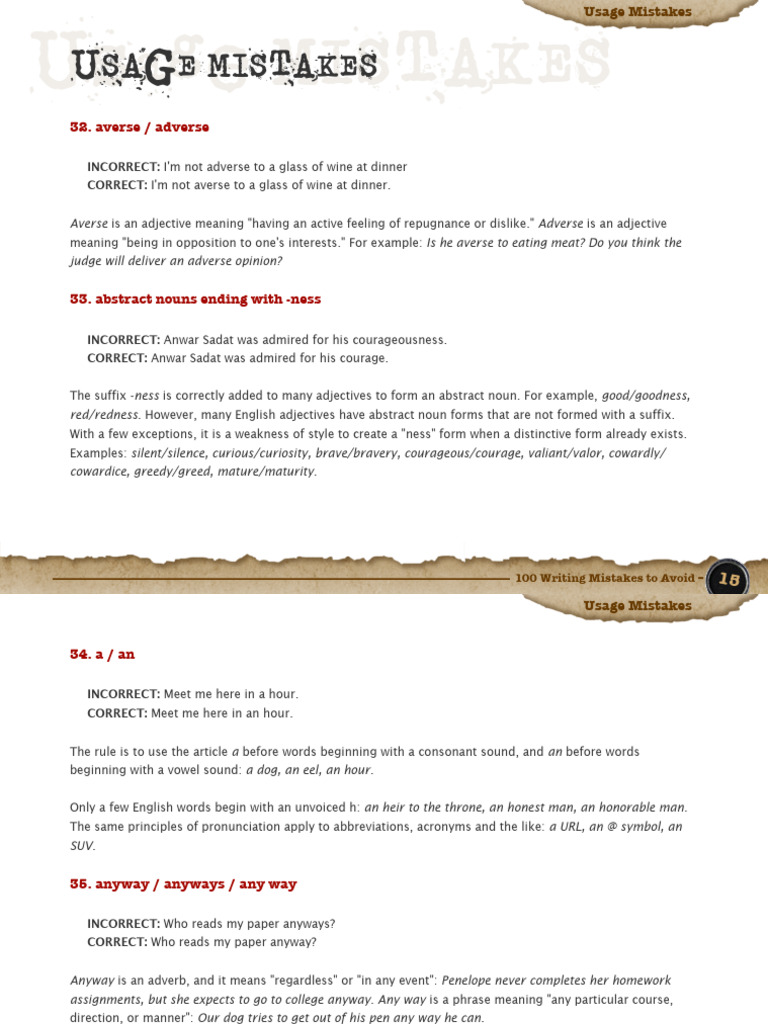 100 Writing Mistakes-15-30 | PDF | Grammatical Number | Plural