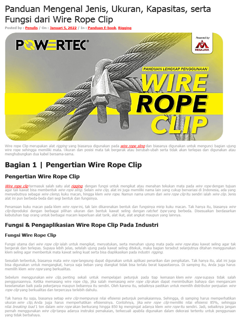 Panduan Lengkap Wire Rope Clip | PDF