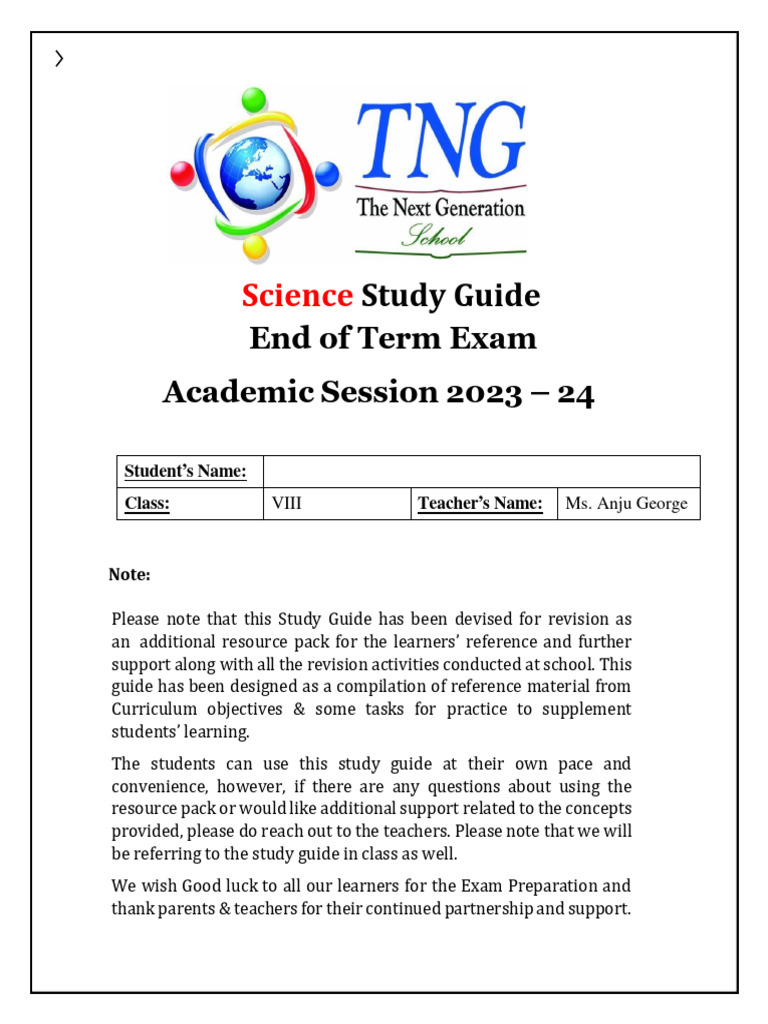 Science Study Guide for VIII Students | PDF | Ice Age | Chemical Reactions