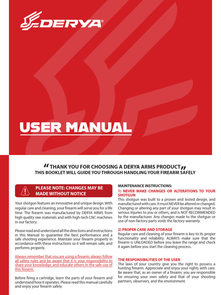 Derya-Arms-User-Manual mk12 | PDF | Firearms | Trigger (Firearms)