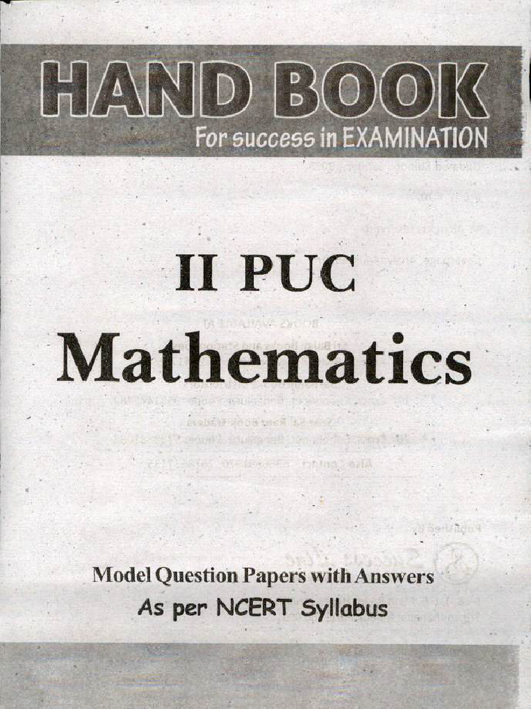Hand Book II PUC Mathematics | PDF