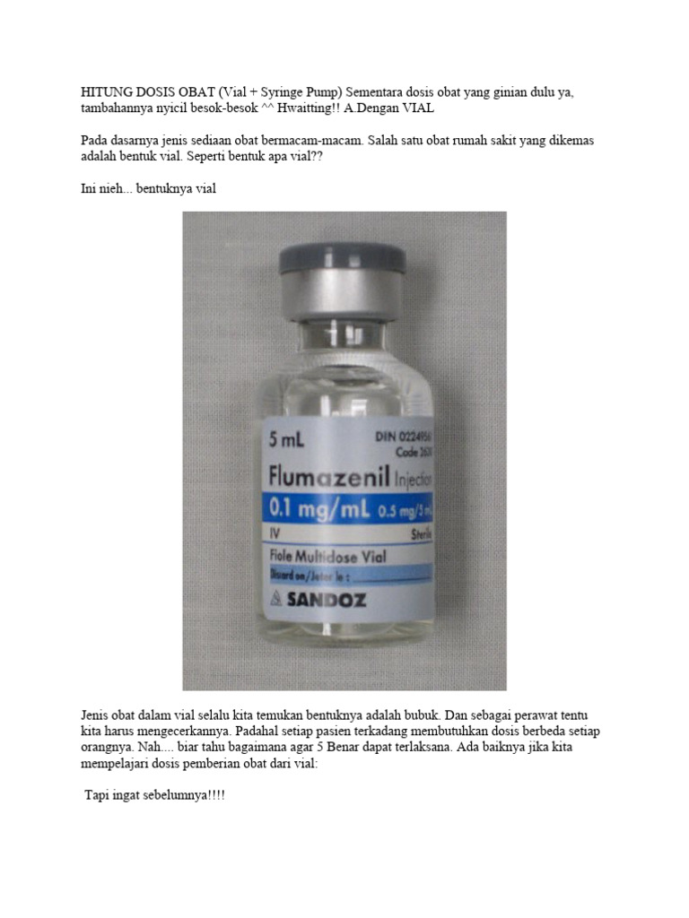Dosis Obat Vial dan Syringe Pump | PDF